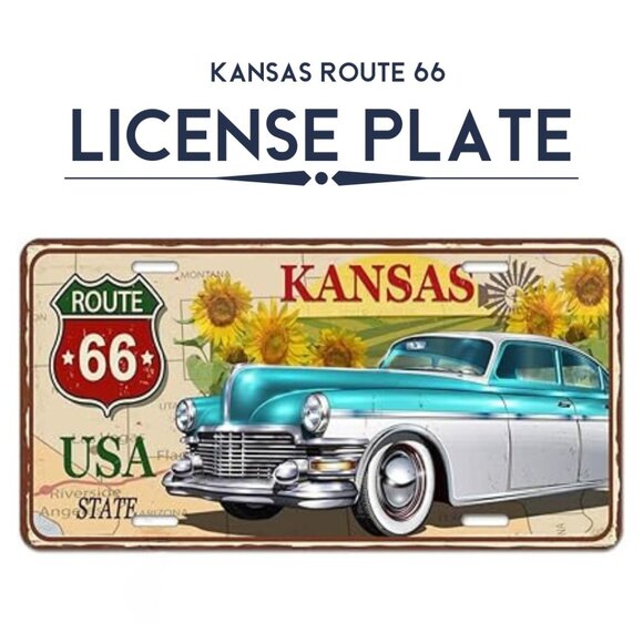 Accents | Kansas Route 66 Usa State Front License Plate Blue And White ...